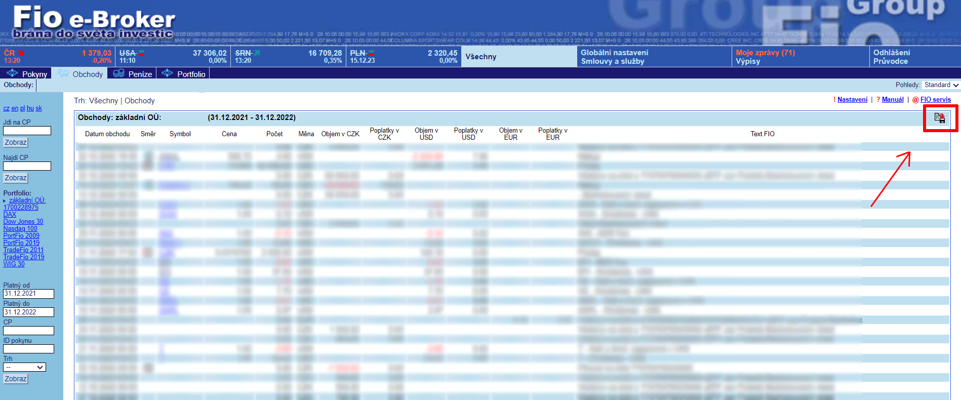 Daňový export z Fio (e-broker)
